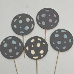 Moon Cupcake Toppers, Moon Toppers, Moon Cake Toppers, Space Cupcake ...