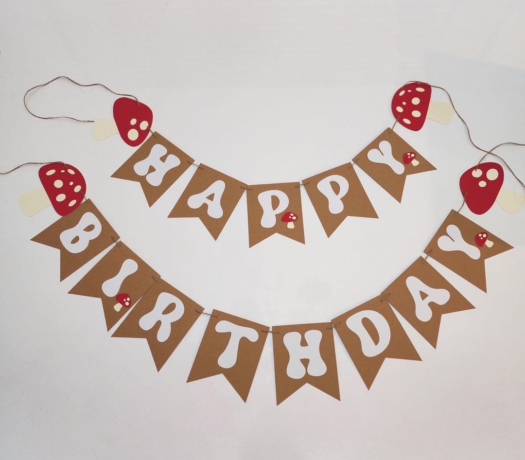 Mushroom Birthday Banner: Handcrafted Party Garland - Etsy
