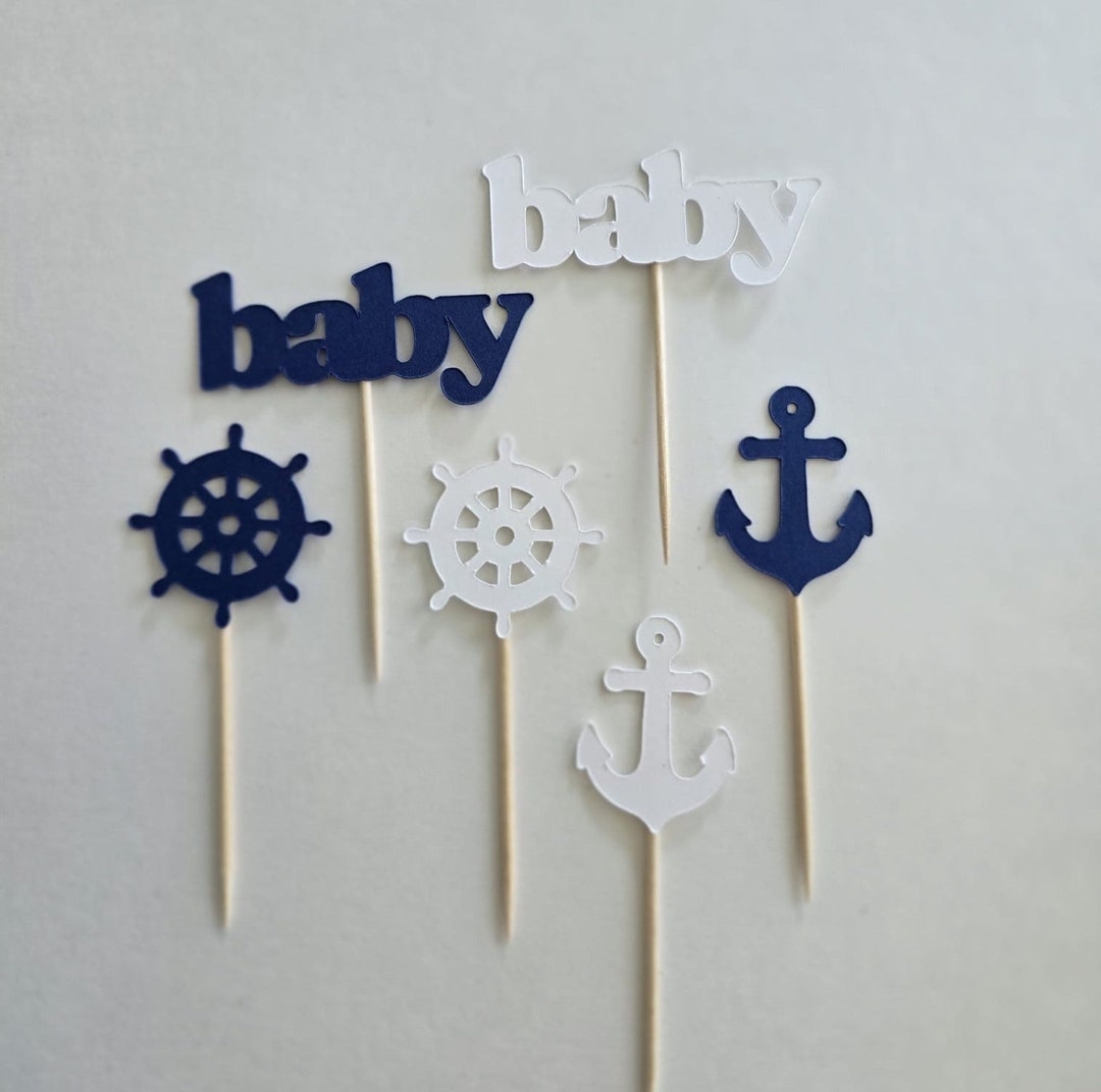 Nautical Cupcake Toppers, Nautical Toppers, Nautical Cake Toppers ...