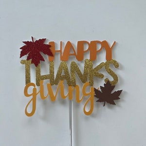 Thanksgiving Cake Topper: Glittery Fall Leaves, Custom Colors - Etsy