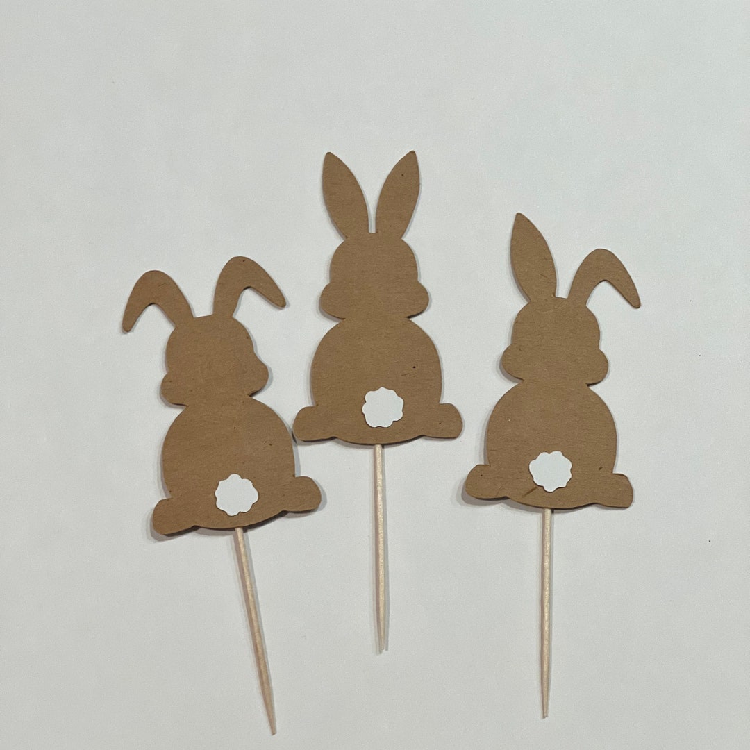 Easter Cupcake Toppers, Bunny Cupcake Toppers, Rabbit Shaped Cupcake ...