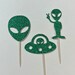 Alien Cupcake Toppers, Alien Toppers, Extraterrestrial Cupcake Topper ...