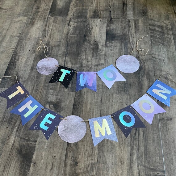 Space Banner Moon Banner Two the Moon Banner Moon Birthday - Etsy
