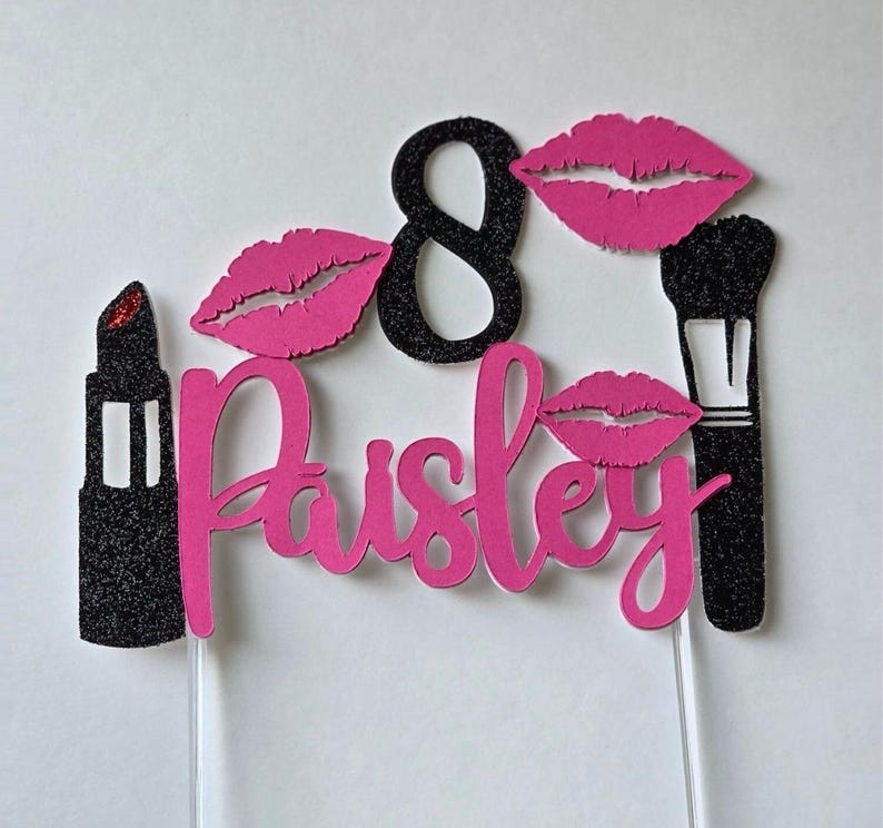 Makeup Cake Topper: Glitter Lipstick, MUA Birthday Decor - Etsy