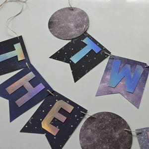 Space Banner, Moon Banner, Two the Moon Banner, Moon Birthday Banner ...