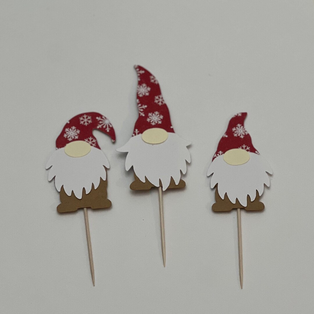 Gnome Cupcake Toppers, Gnome Toppers, Christmas Cupcake Toppers ...
