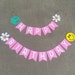 Pink Banner, Groovy Birthday Banner, Peace Banner, Happy Face Banner ...