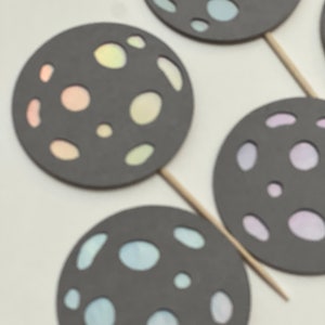 Moon Cupcake Toppers, Moon Toppers, Moon Cake Toppers, Space Cupcake ...