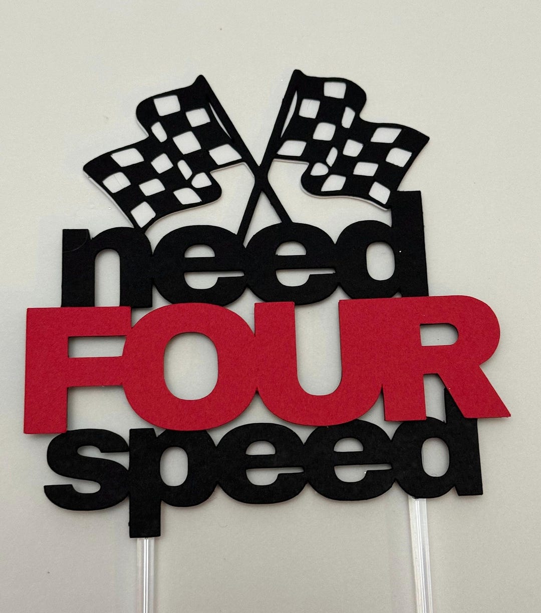 Racing Flags Cake Topper: 4th Birthday Party Decoration - Etsy