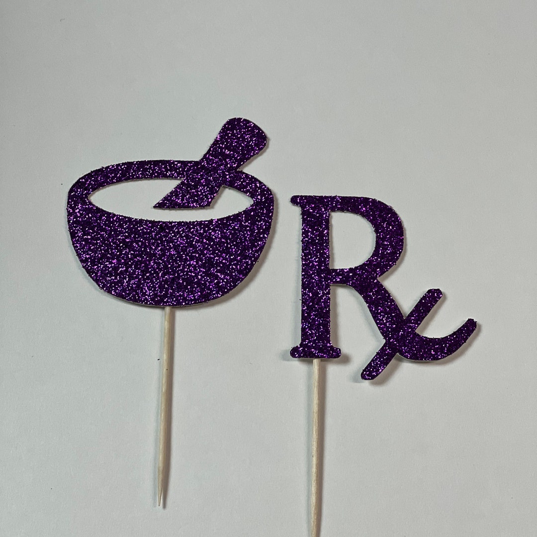 Pharmacy Cupcake Toppers: Glitter RX & Mortar, Set of 12 - Etsy