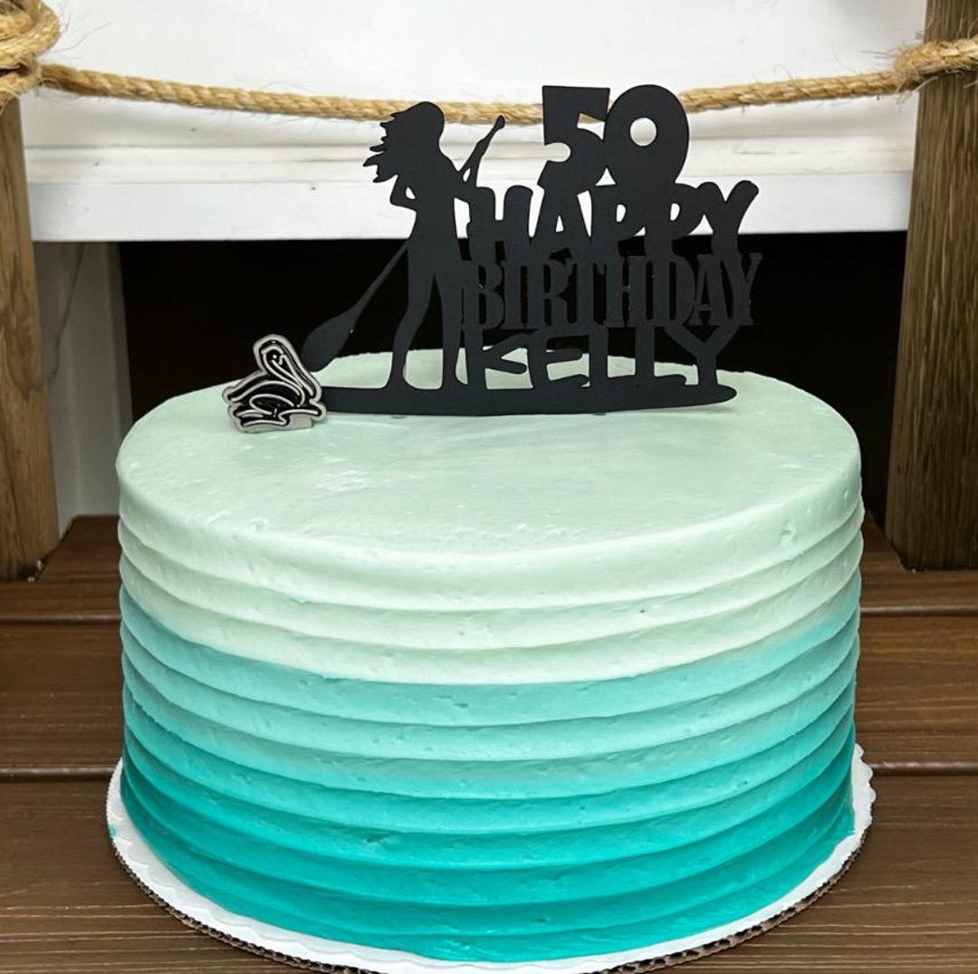 Paddle Board Birthday Cake Topper: Custom Color, 6" Wide - Etsy