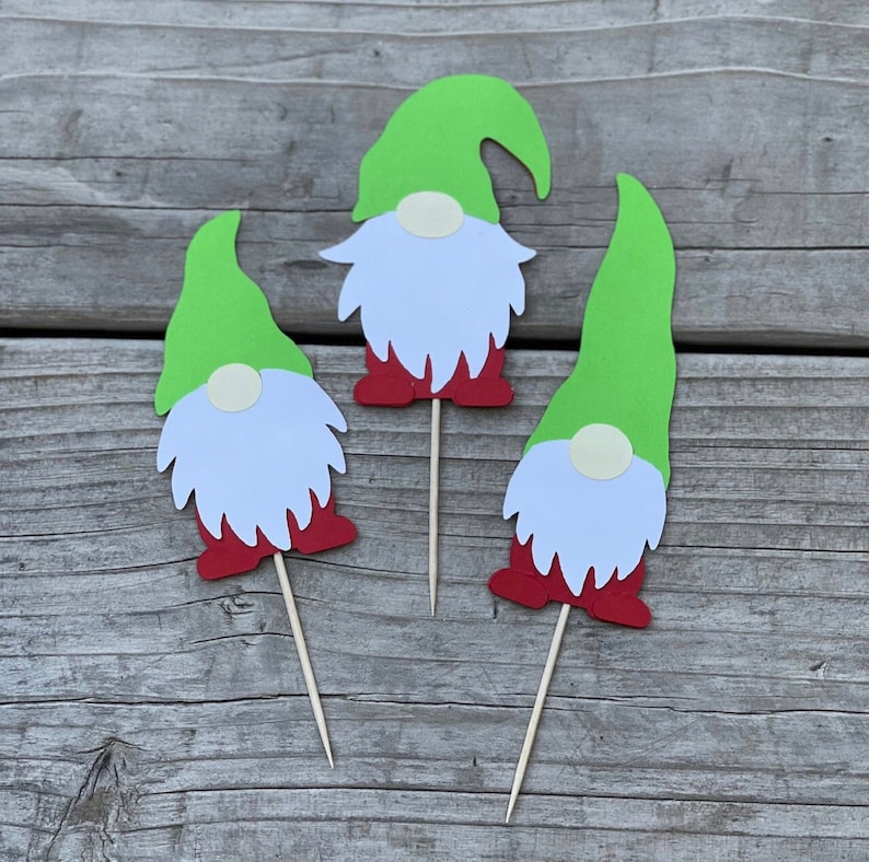 Gnome Cupcake Toppers Gnome Toppers Christmas Cupcake - Etsy