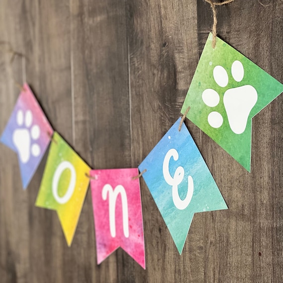 Paw Banner Paw Print Banner Dog Birthday Banner Puppy - Etsy