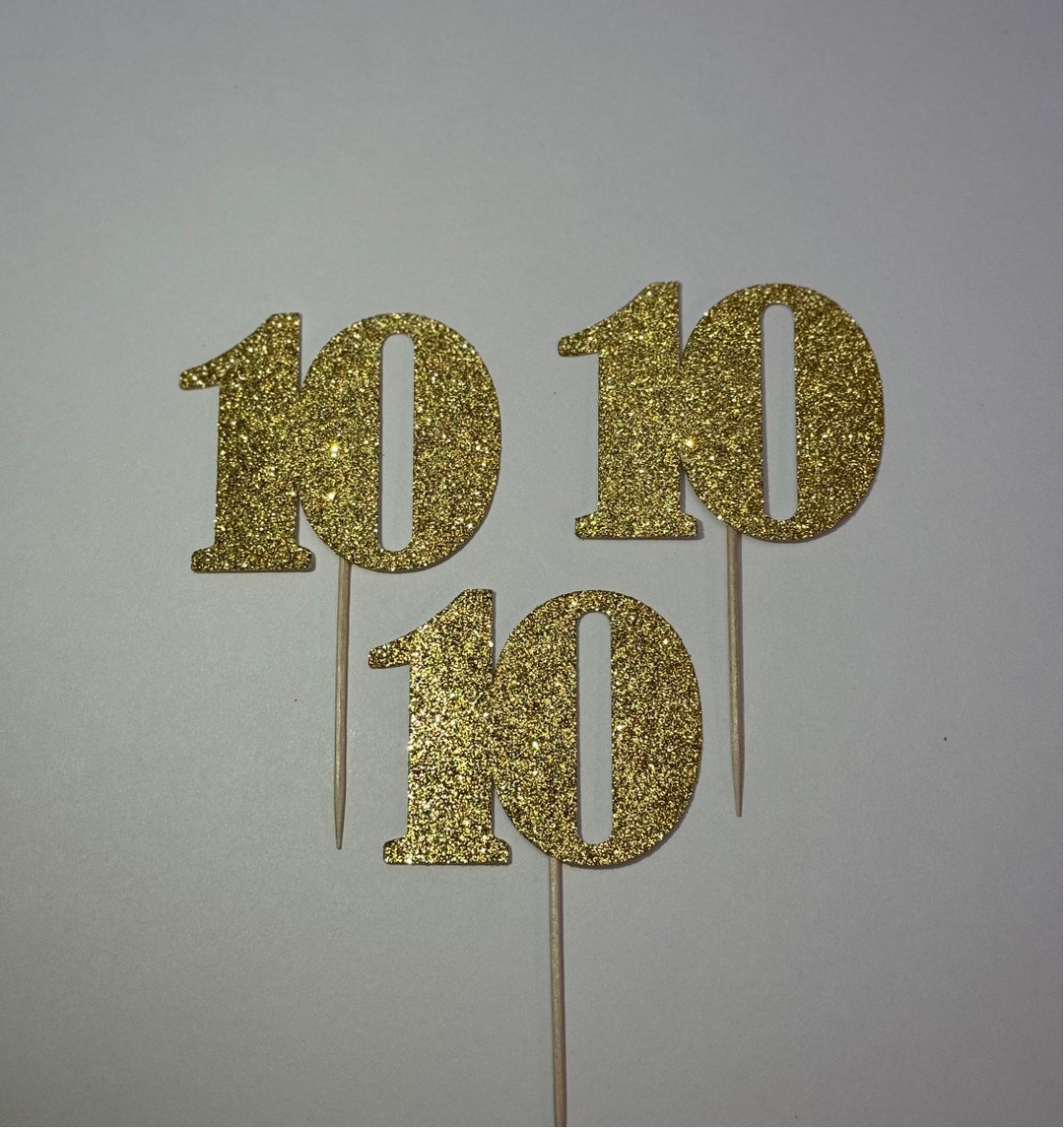 Ten Cupcake Topper, Ten Birthday Cupcake Toppers, 10th Cupcake Toppers ...