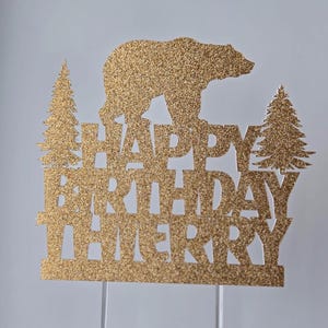 Grizzly Bear Birthday Cake Topper: Sparkle Paper Decoration - Etsy