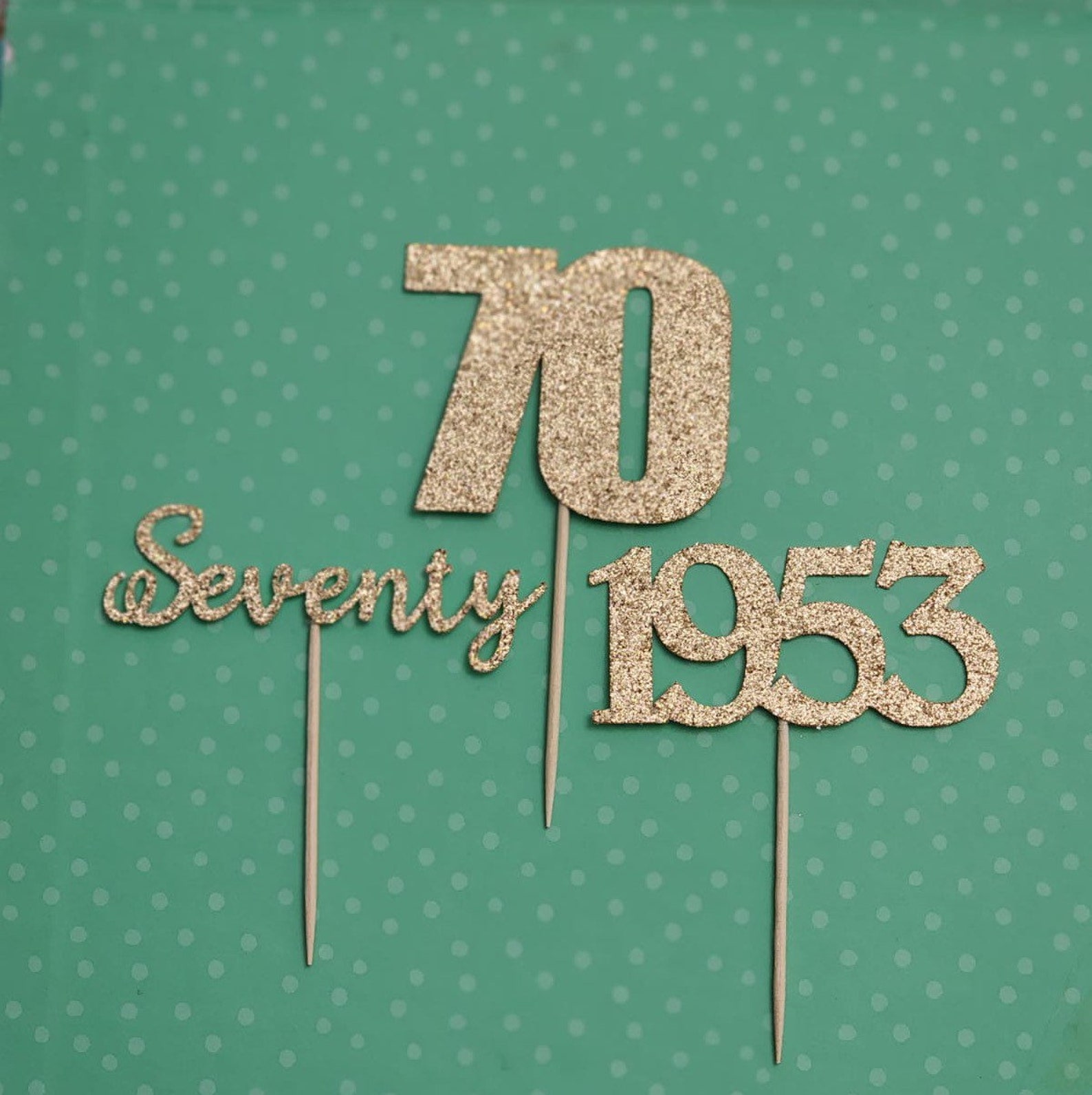 70th Birthday Cupcake Toppers: Glitter Seventieth, 1952 - Set of 12 - Etsy