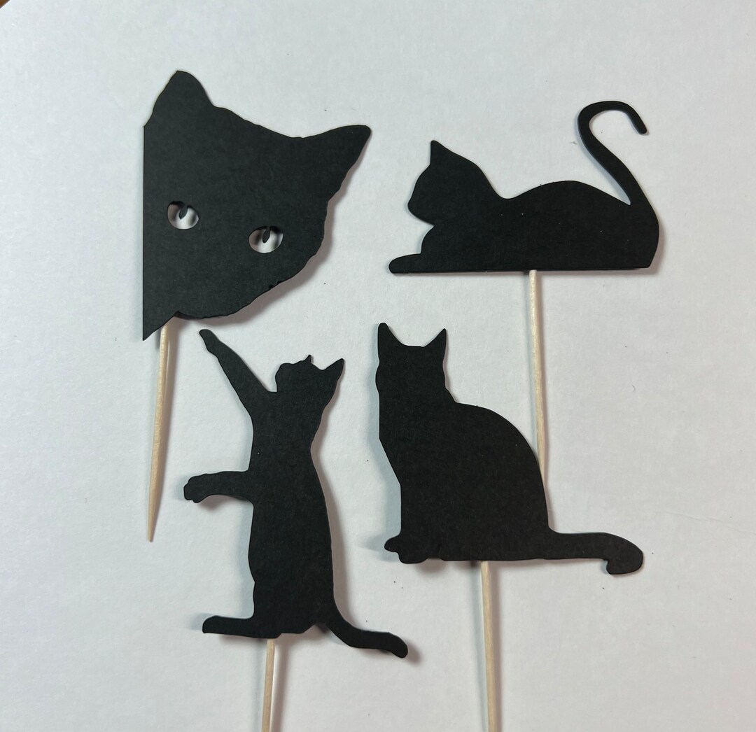 Cat Cupcake Toppers, Kitty Cupcake Toppers, Black Cat Cupcake Toppers ...