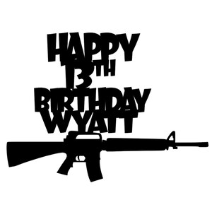 Gun Cake Topper, Gun Lovers Cake Topper, Rifle Cake Topper, Ak 47 Cake ...