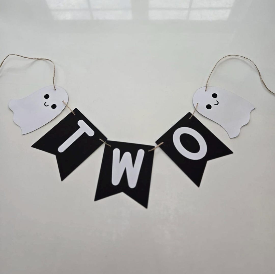 Two Spooky Birthday Banner, Spooky Two Birthday Banner, Ghost Banner ...