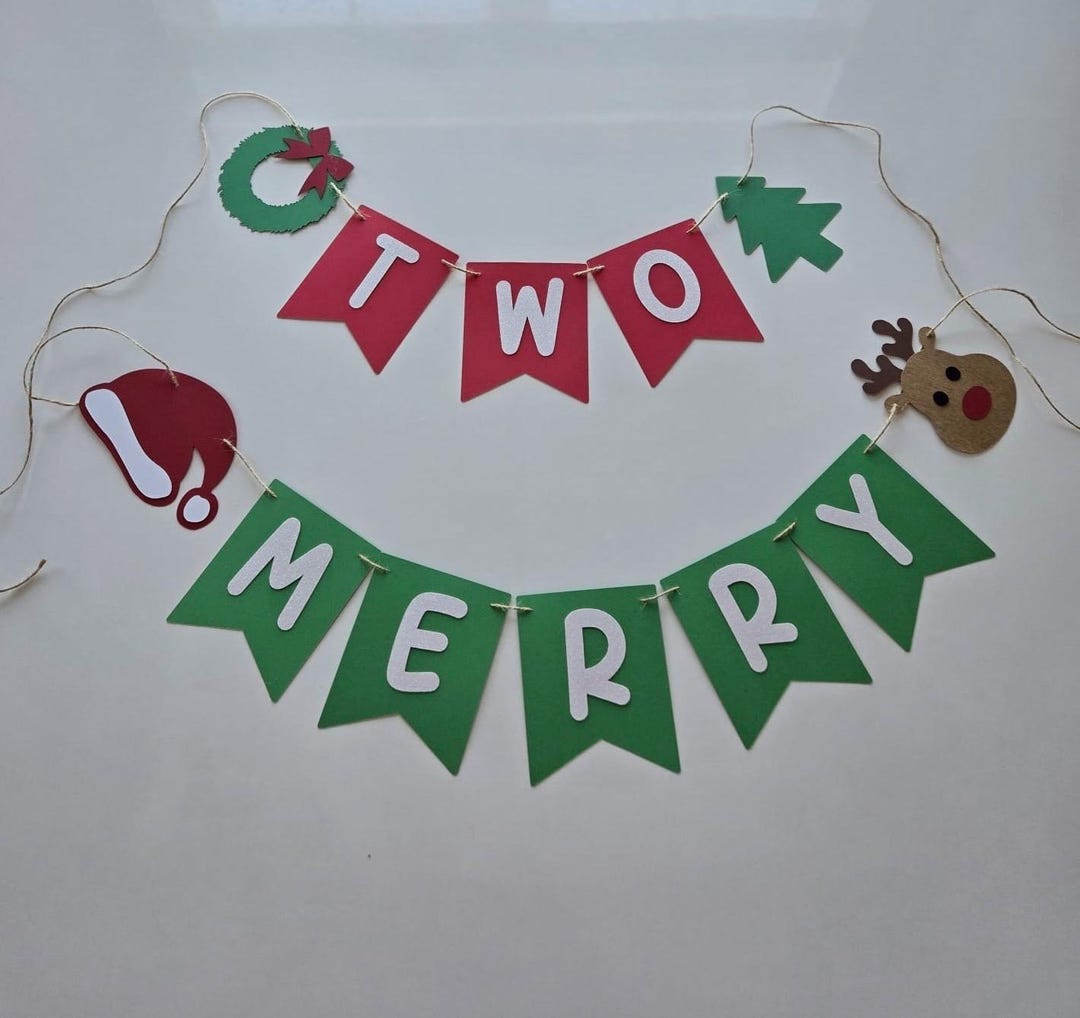 Christmas Banner, Merry Christmas Banner, Two Merry Banner, First ...