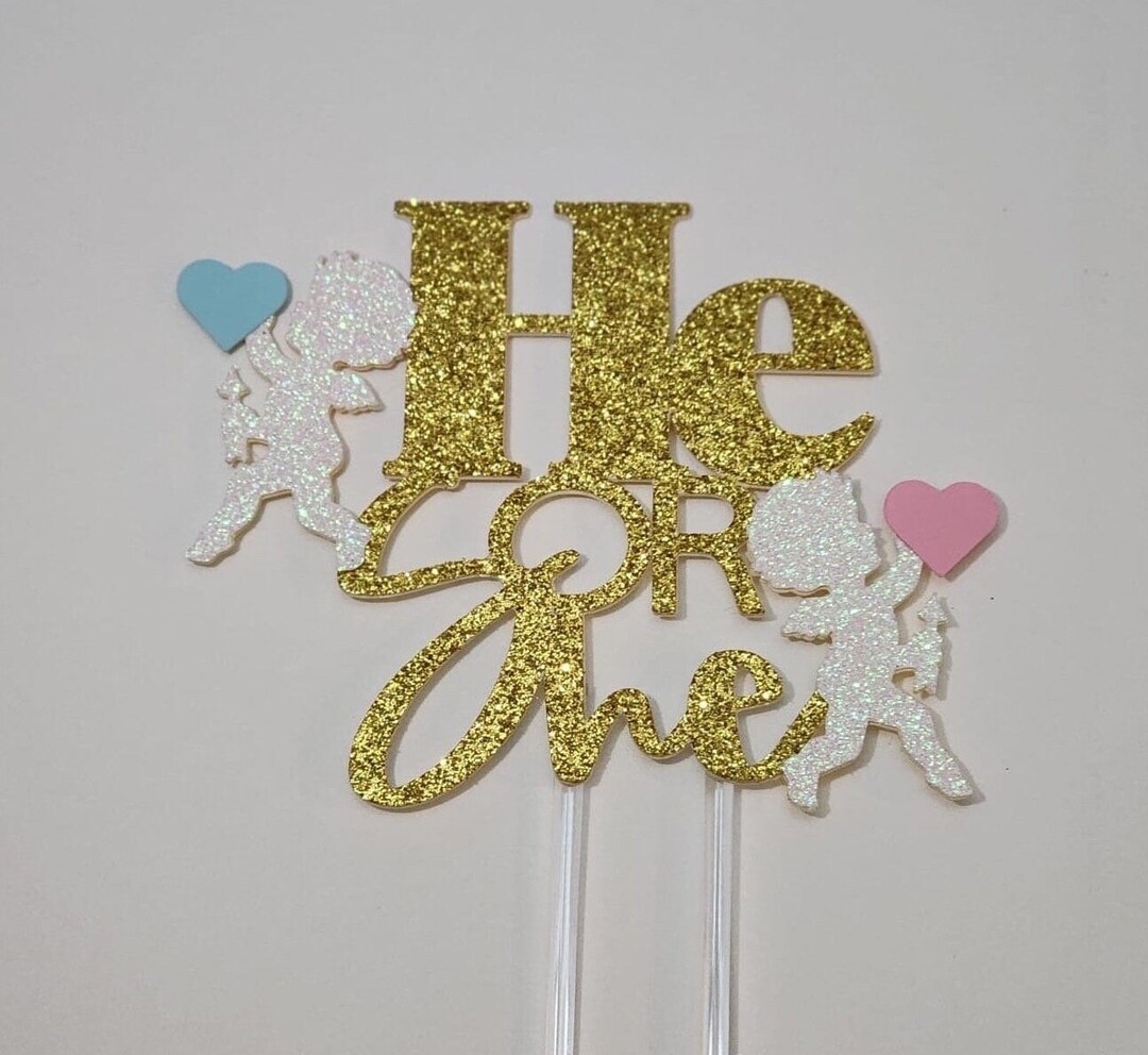 Valentines Gender Reveal Cake Topper, Cupid Gender Reveal Cake Topper ...