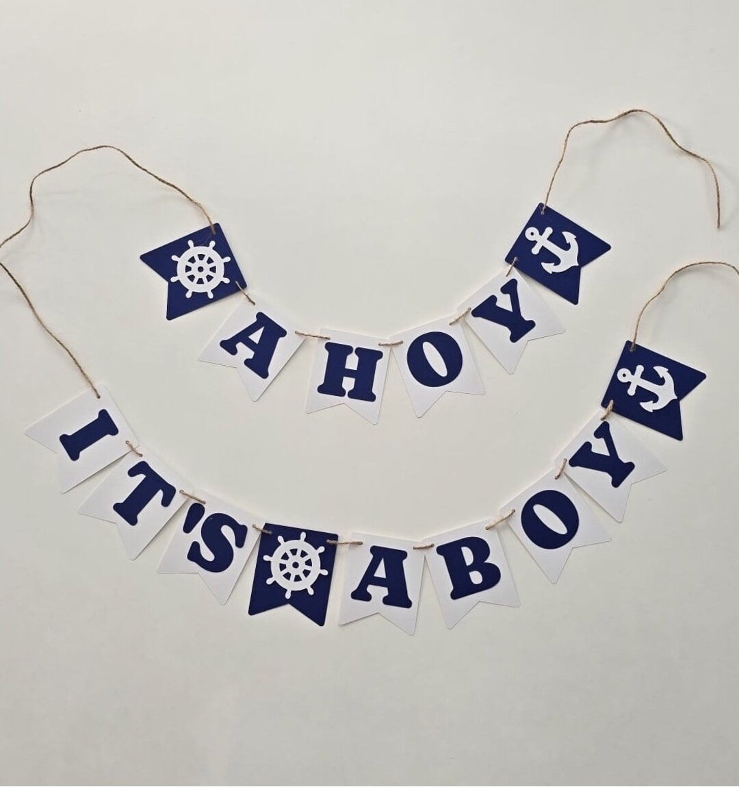 Ahoy It’s a Boy Banner, Ahoy Banner, Nautical Baby Shower Banner, Boy ...