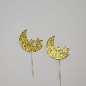 Moon Cupcake Toppers, Star Cupcake Toppers, Moon and Stars Cupcake ...