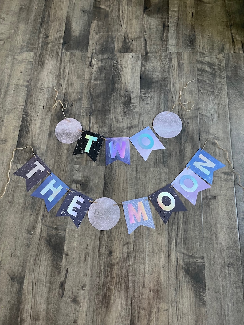 Space Banner Moon Banner Two the Moon Banner Moon Birthday - Etsy