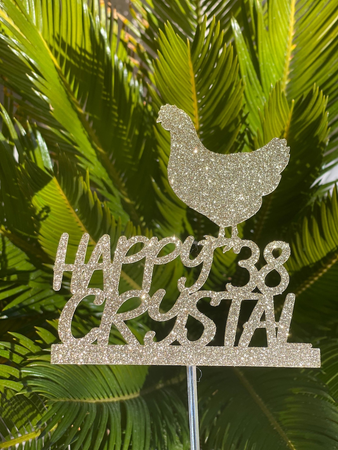 Hen Birthday Cake Topper: Glitter Chicken Party Decor - Etsy