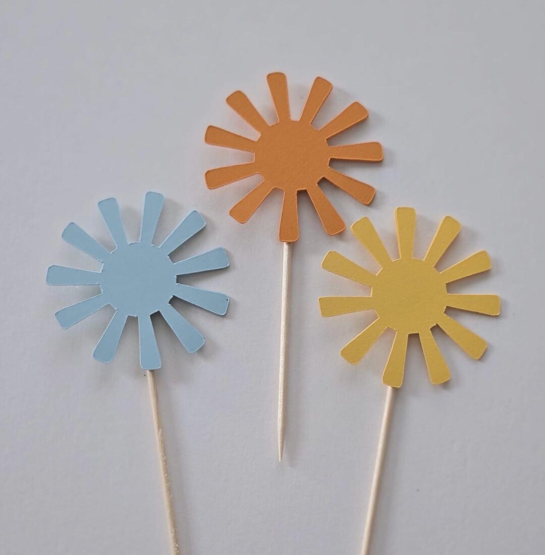 Sun Cupcake Toppers: Baby Shower Decorations, Set of 12 - Etsy