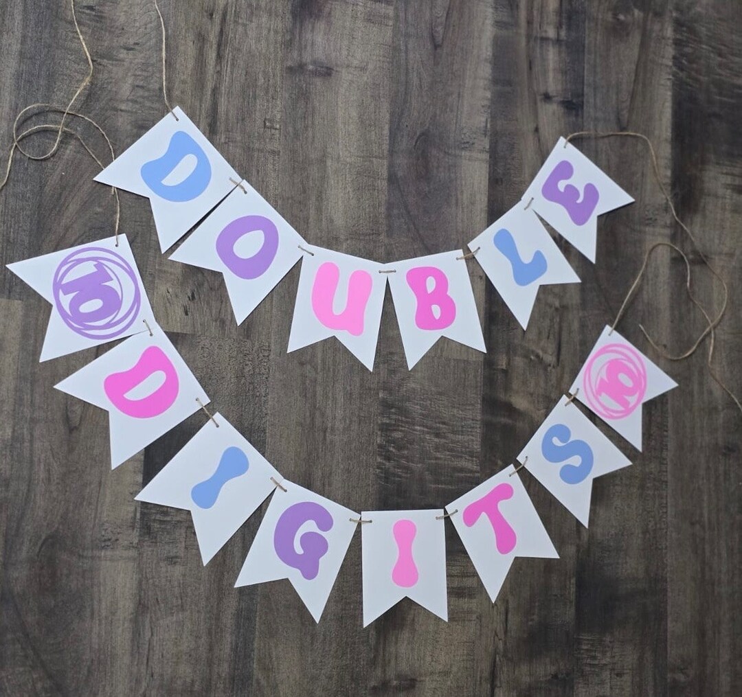 Double Digits Banner: 10th Birthday Party Decor - Etsy