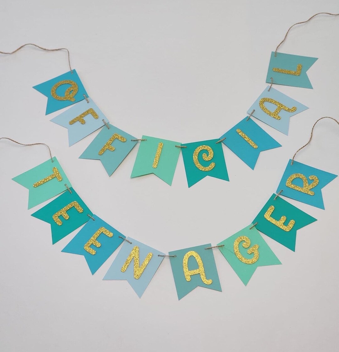 Blue Birthday Banner, Turquoise Banner, Teenager Birthday Banner ...