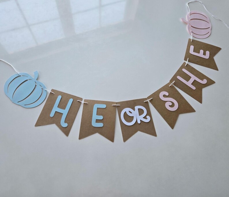 Pumpkin Gender Reveal Banner: He or She, Fall Theme - Etsy