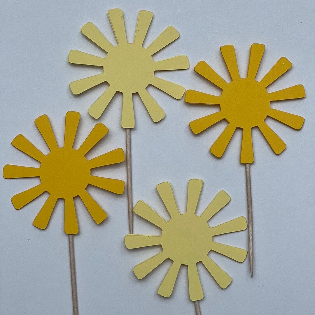 Sun Cupcake Toppers: Sunny Party Decorations, Set of 12 - Etsy