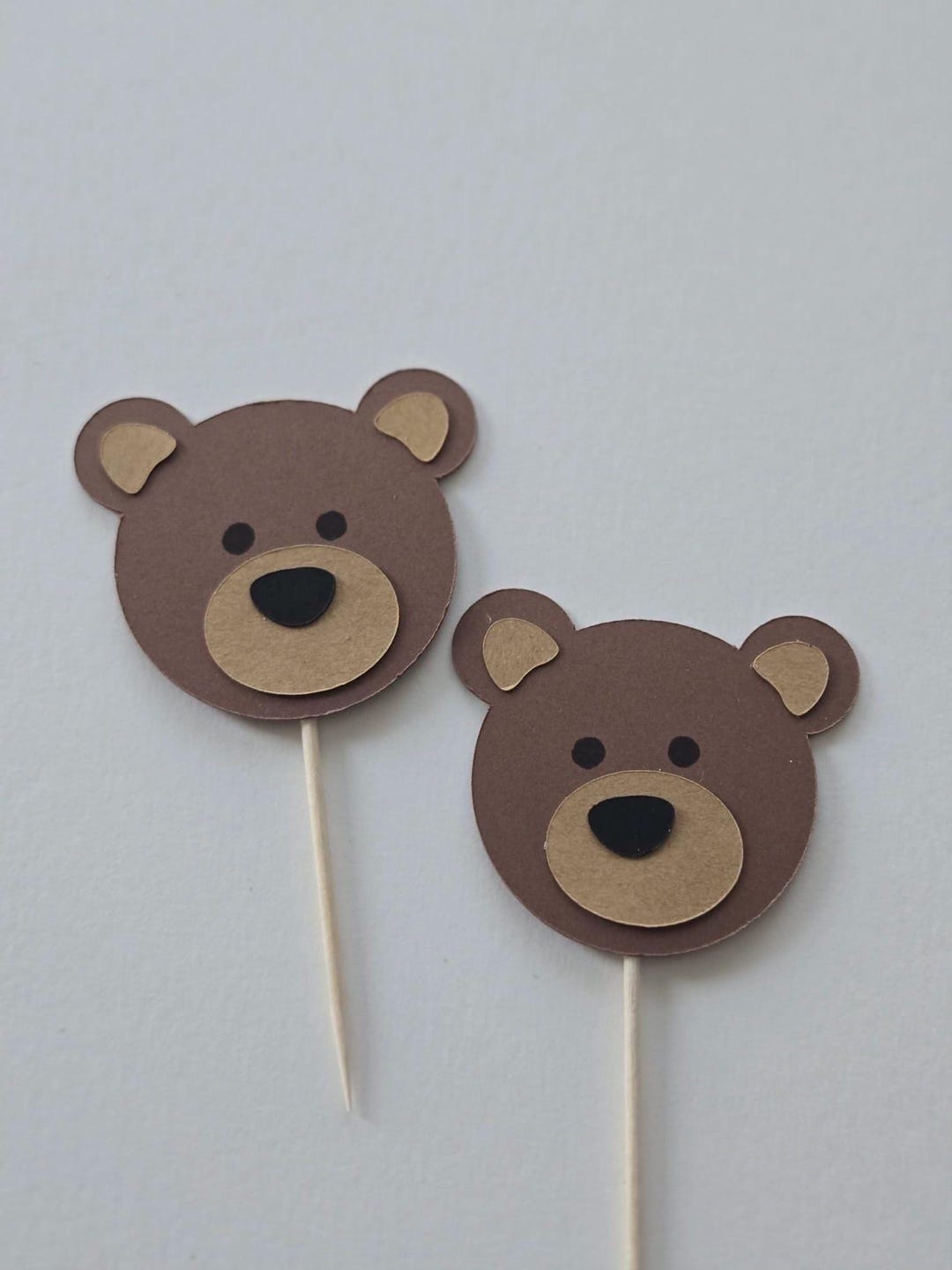 Bear Cupcake Toppers, Bear Toppers, Bear Face Cupcake Toppers, Teddy ...