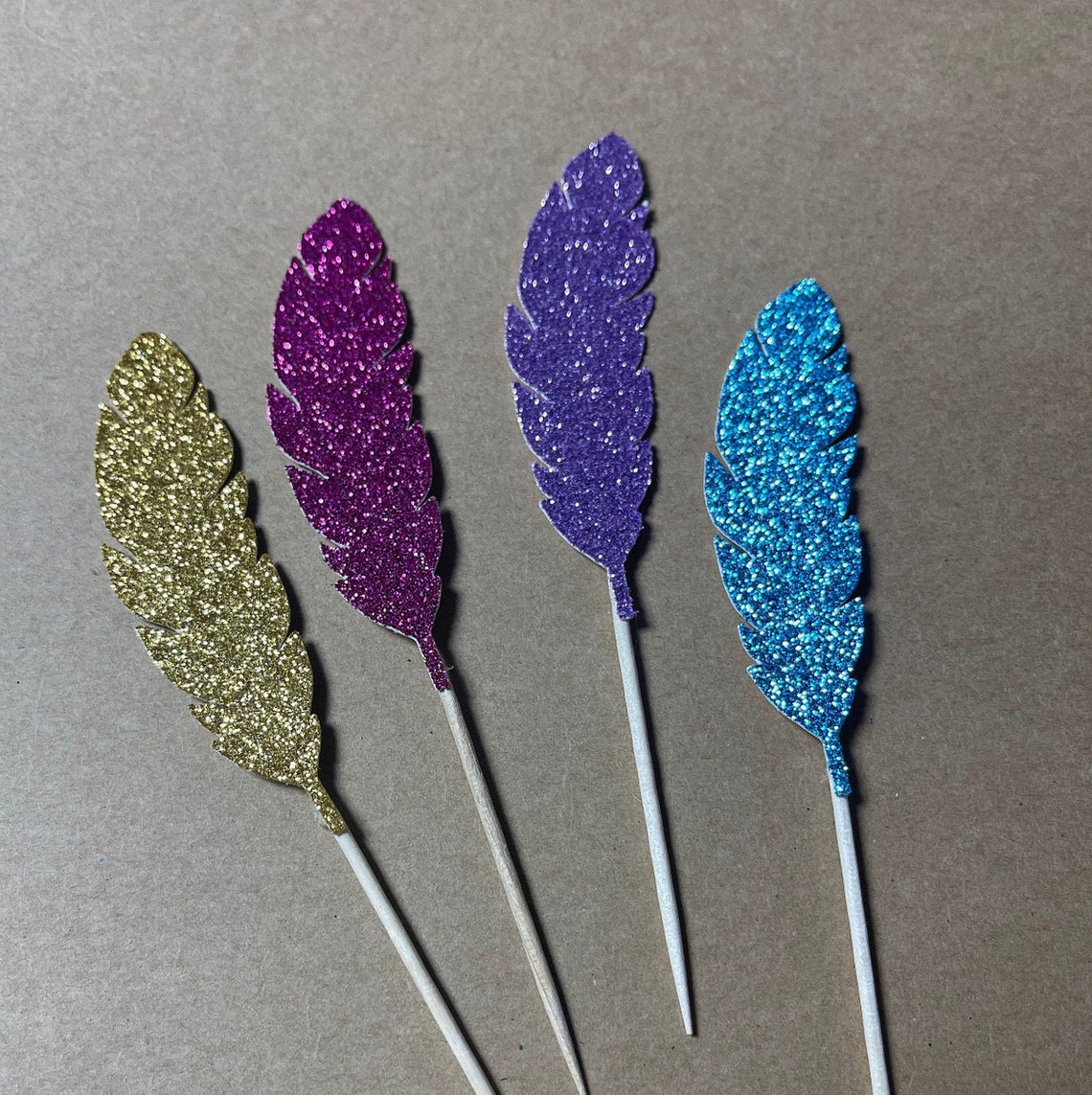 Feather Cupcake Toppers Feather Toppers Feather Cake - Etsy