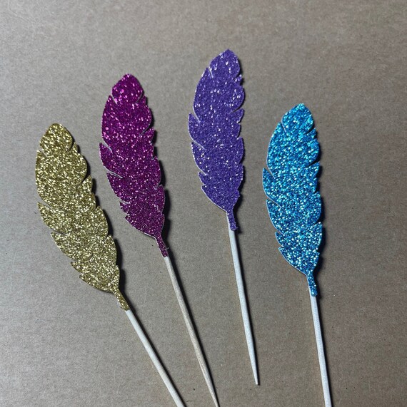 Feather Cupcake Toppers Feather Toppers Feather Cake | Etsy