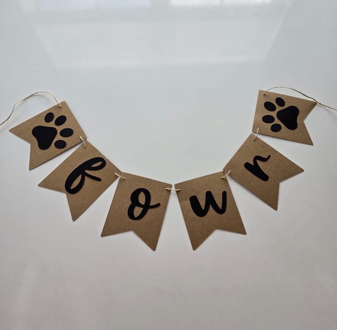 Paw Banner, Paw Print Banner, Dog Birthday Banner, Puppy Birthday ...