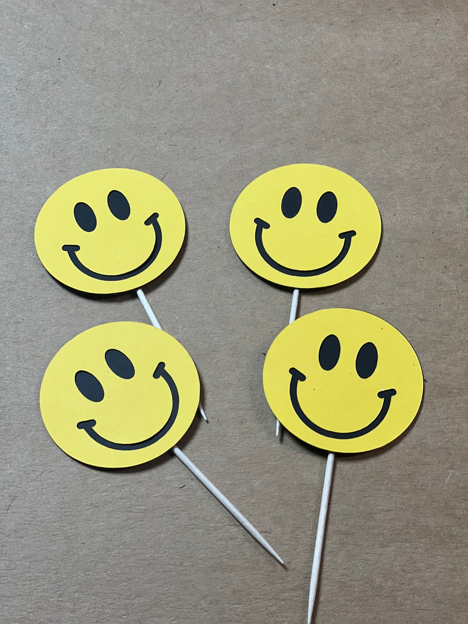 Smiley Cupcake Toppers Smiley Face Cupcake Toppers Groovy - Etsy