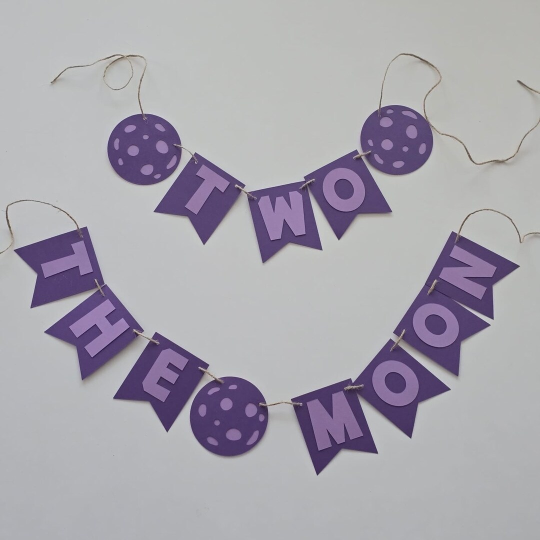 Two the Moon Birthday Banner: Purple Space Theme - Etsy