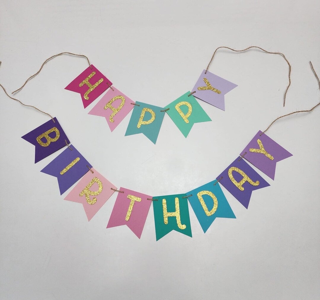 Colorful Birthday Banner: Pre-hung Party Decoration - Etsy