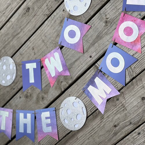 Two the Moon Banner Outer Space Banner - Etsy