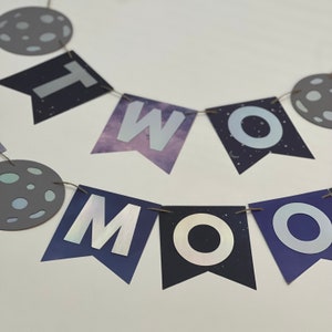 Space Banner, Moon Banner, Two the Moon Banner, Moon Birthday Banner ...