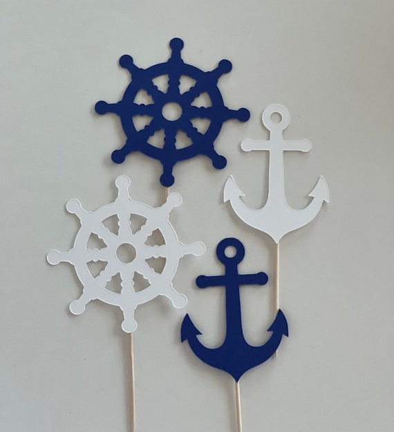 Nautical Cupcake Toppers Nautical Toppers Nautical Cake | Etsy