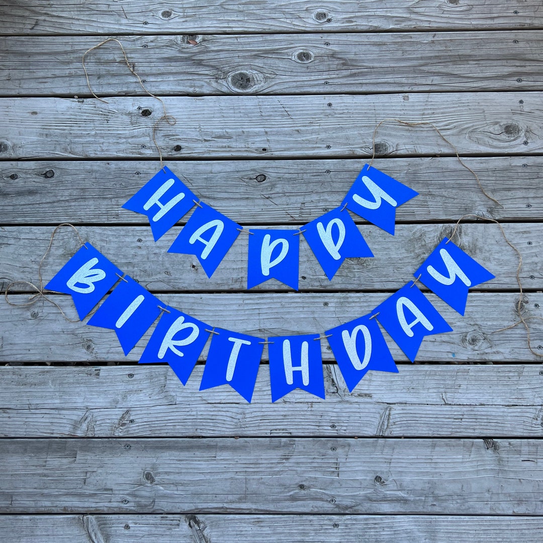 Royal Blue Birthday Banner: Pre-hung Party Decorations - Etsy