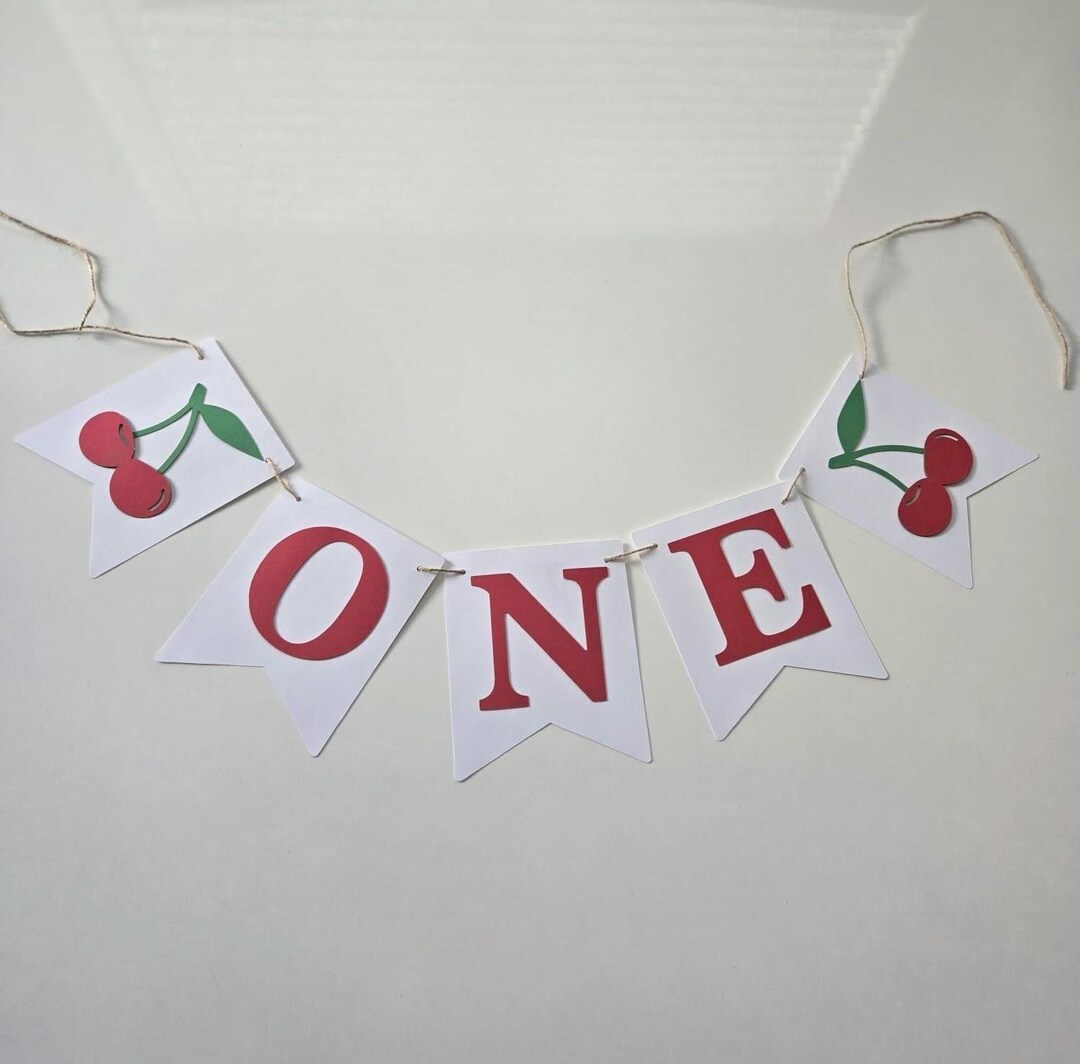 Cherry Banner, Cherry Birthday Banner, Im One Banner, Cherry Banner ...