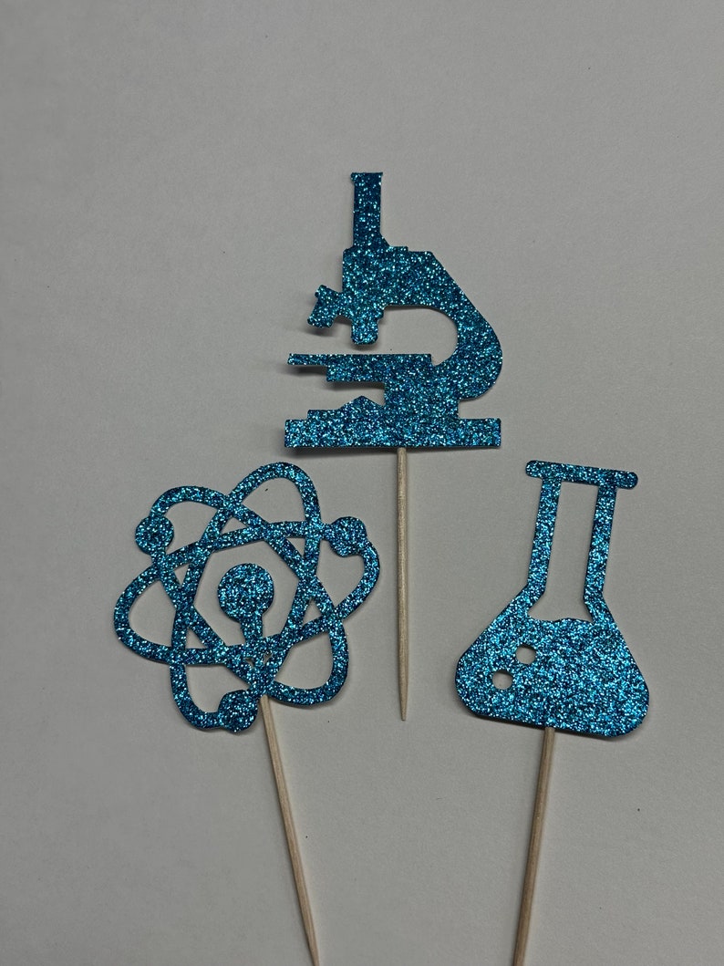 Science Cupcake Toppers: Microscope, Beaker, Atom - Set of 12 - Etsy