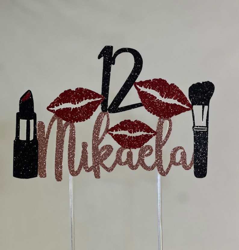 Makeup Cake Topper: Glitter Lipstick, MUA Birthday Decor - Etsy