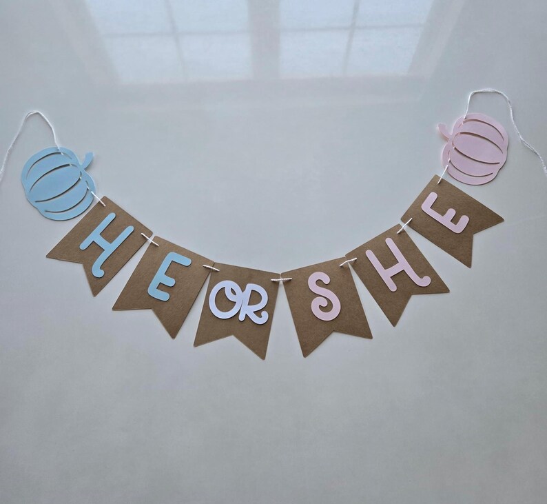 Pumpkin Gender Reveal Banner: He or She, Fall Theme - Etsy