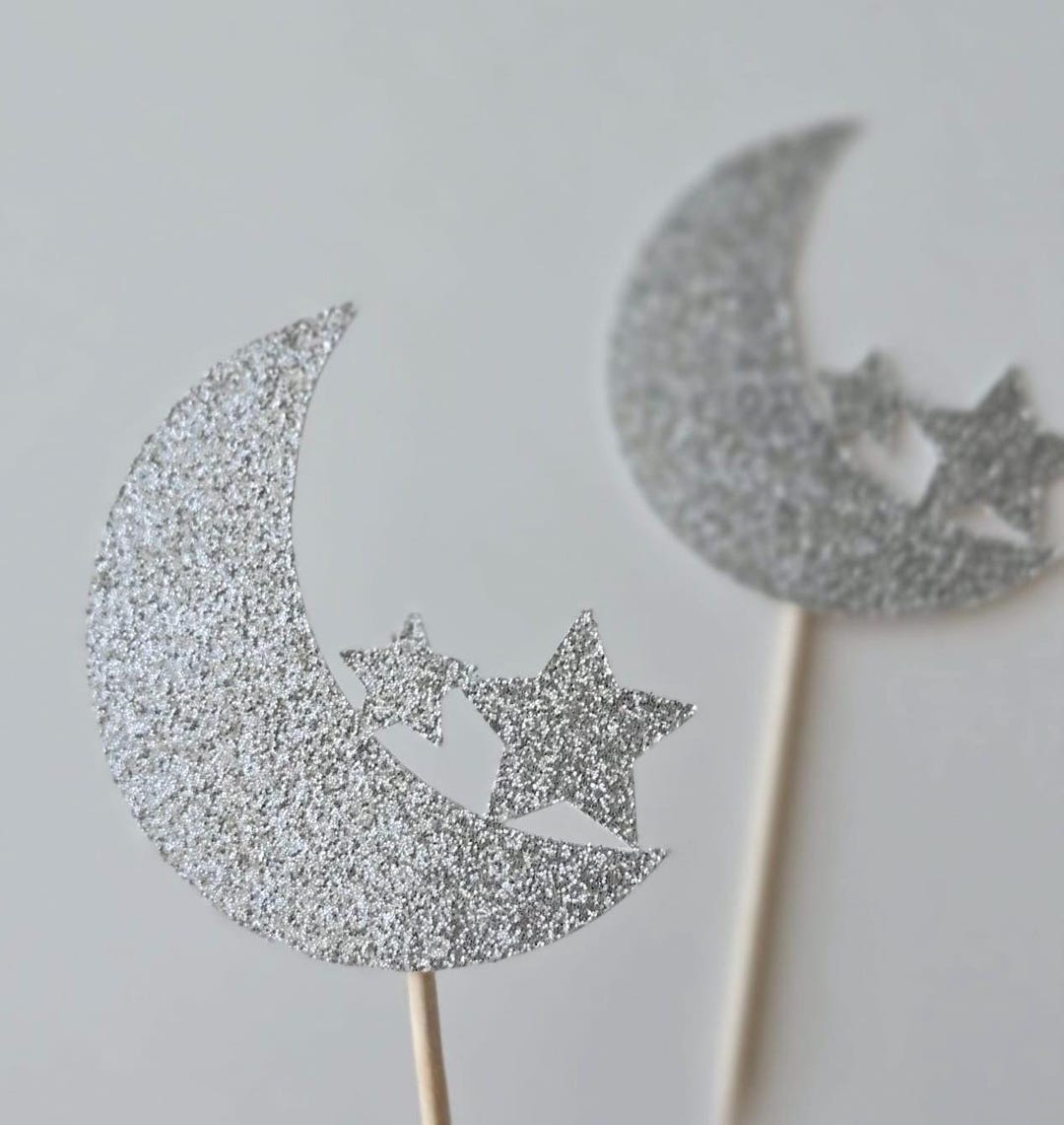Moon Cupcake Toppers, Star Cupcake Toppers, Moon and Stars Cupcake ...